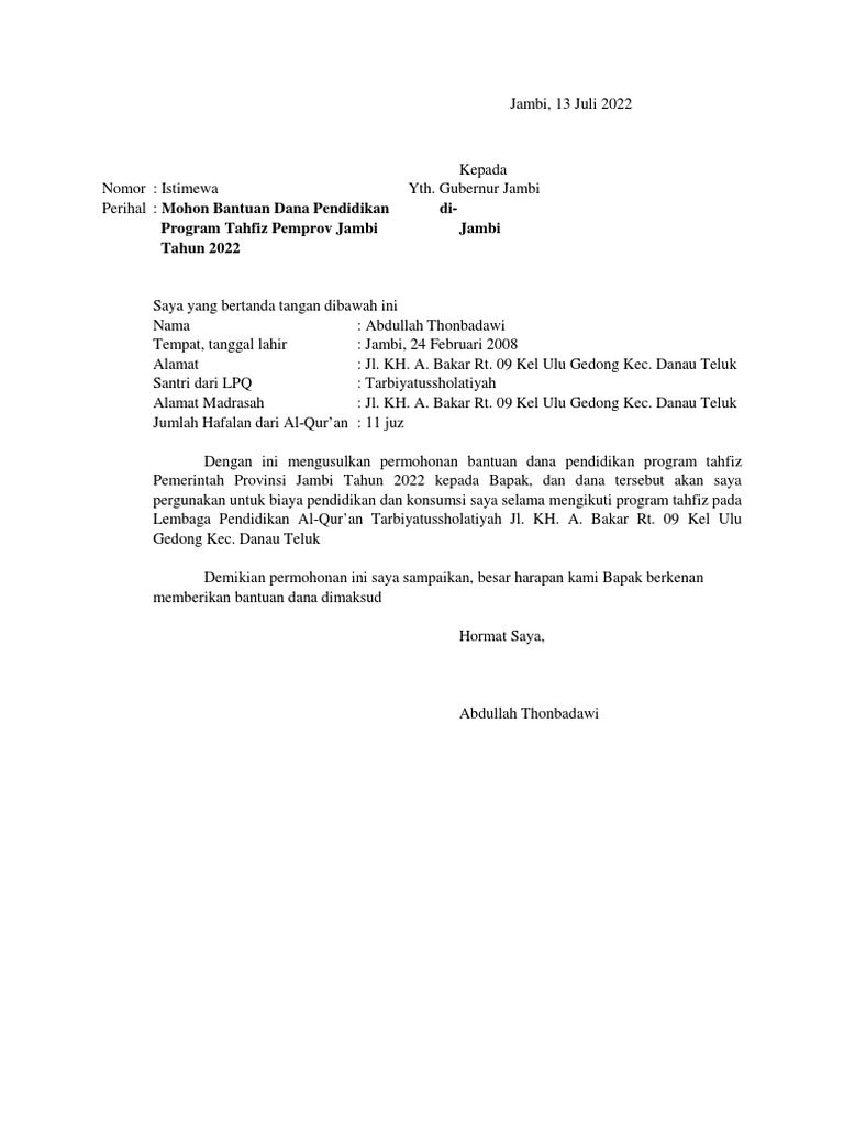 Surat Keterangan Hafalan | PDF