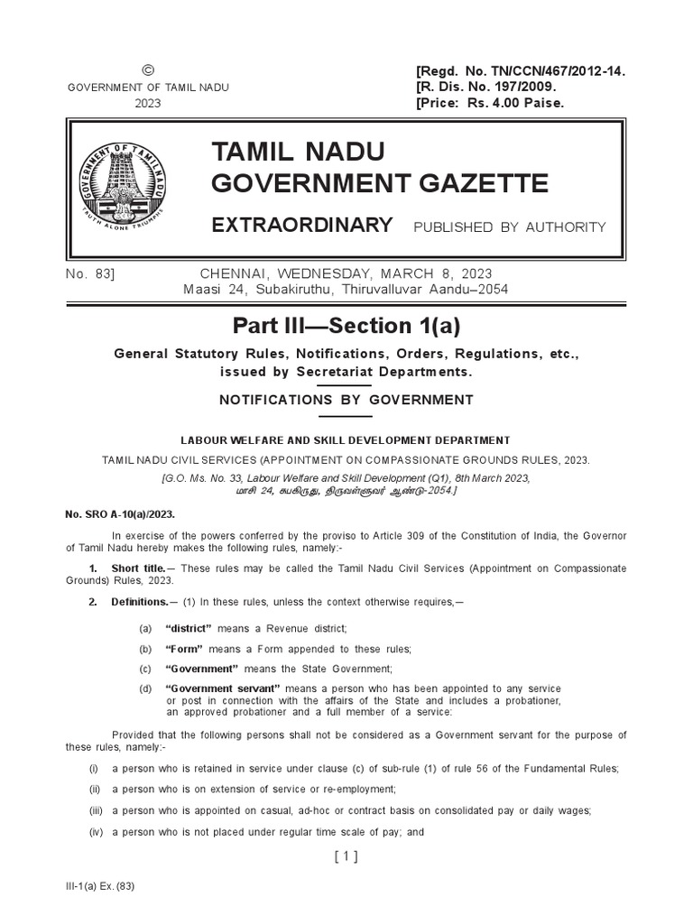 83 - Ex - III - 1a - 2023 - Compassionate Ground Rules | PDF | Divorce | Employment