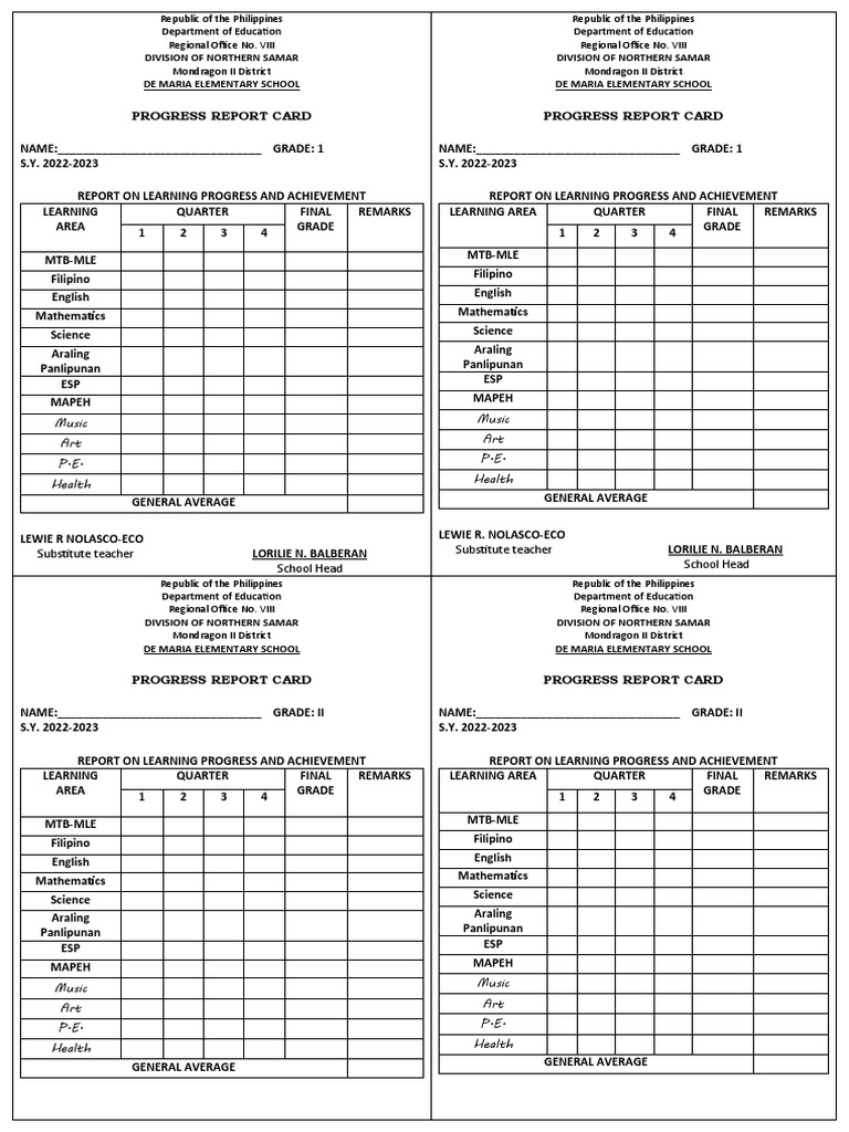 Progress Report Card | PDF | Southeast Asia | Asia