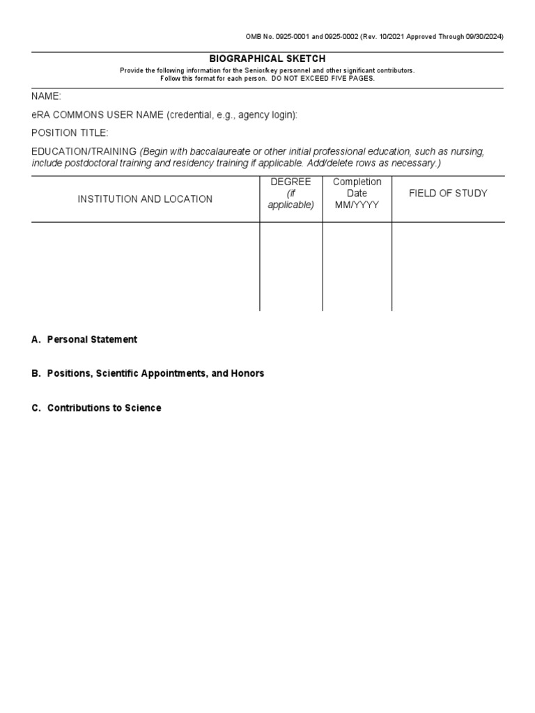 Biographical Sketch | PDF