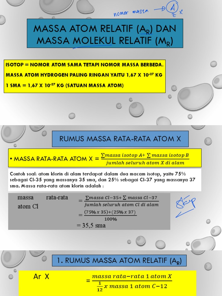 Massa Atom Relatif (A) Dan Massa Molekul Relatif (M) | PDF