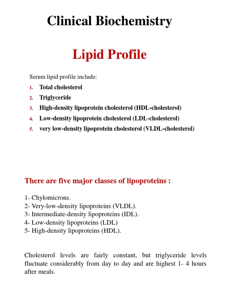 Clinical Biochemistry: Lipid Profile | PDF | Lipoprotein | Cholesterol