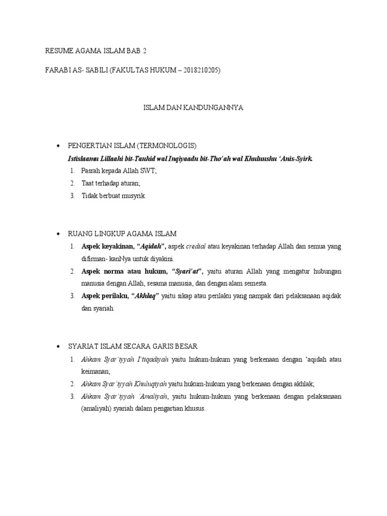 Resume Agama Bab 2 | PDF