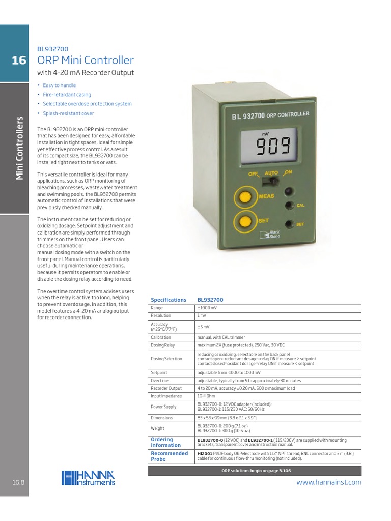 ORP Mini Controller | PDF | Relay | Calibration