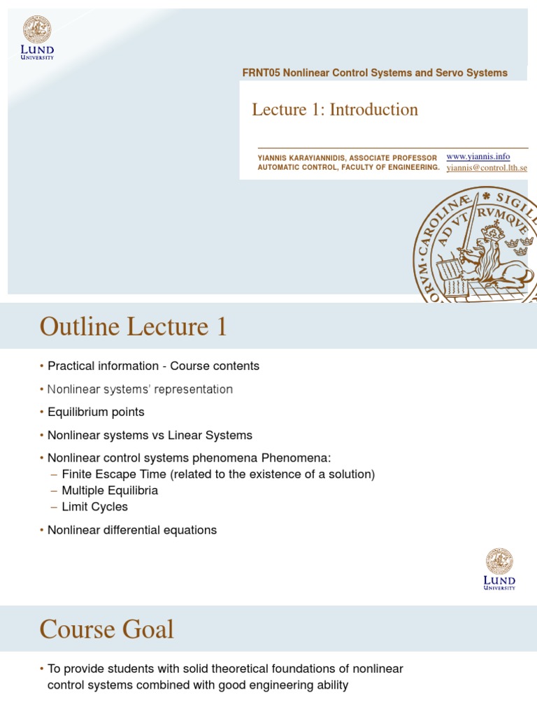 FRNT05 - Lecture01 - Annotated | PDF | Nonlinear System | Equations