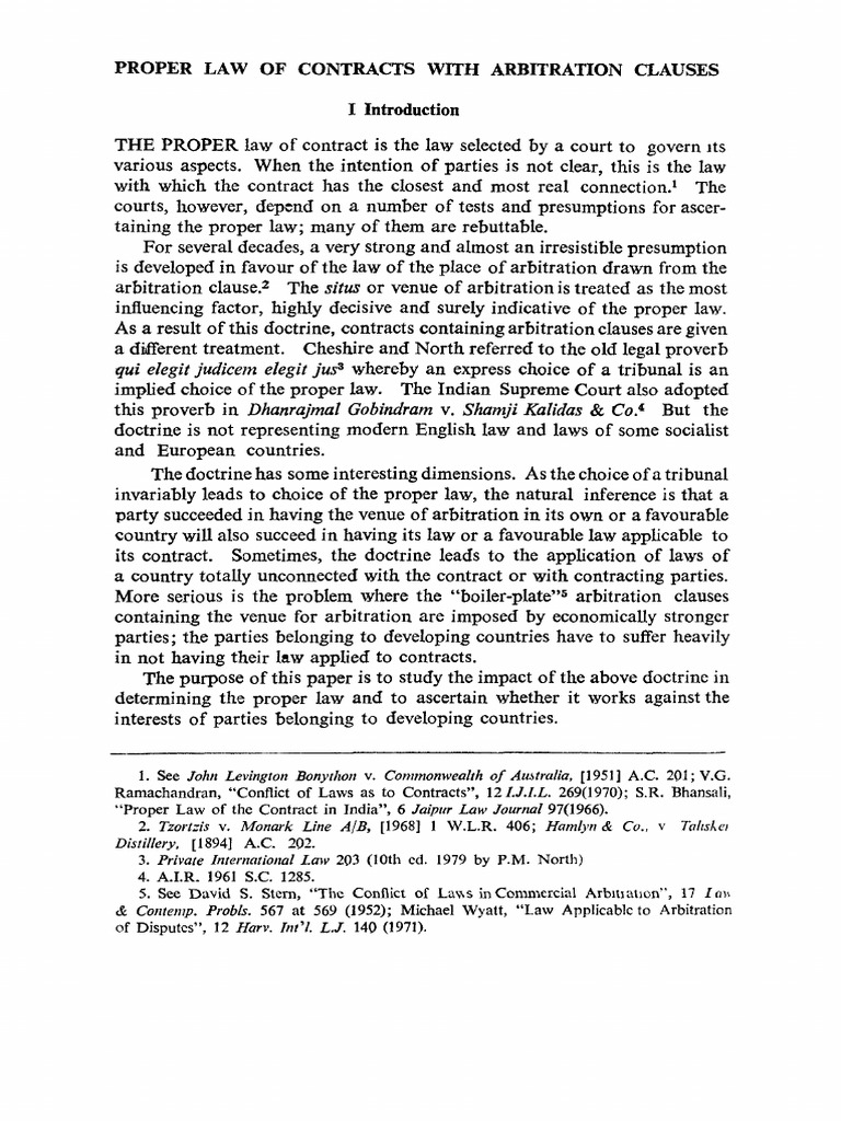019 - Proper Law of Contracts With Arbitration Clauses (60-75) | PDF ...