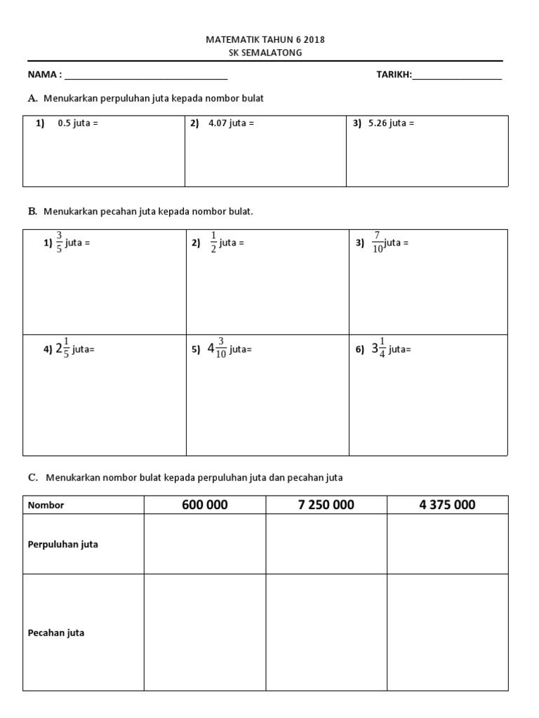 MS 014 - Pecahan Dan Perpuluhan Juta | PDF