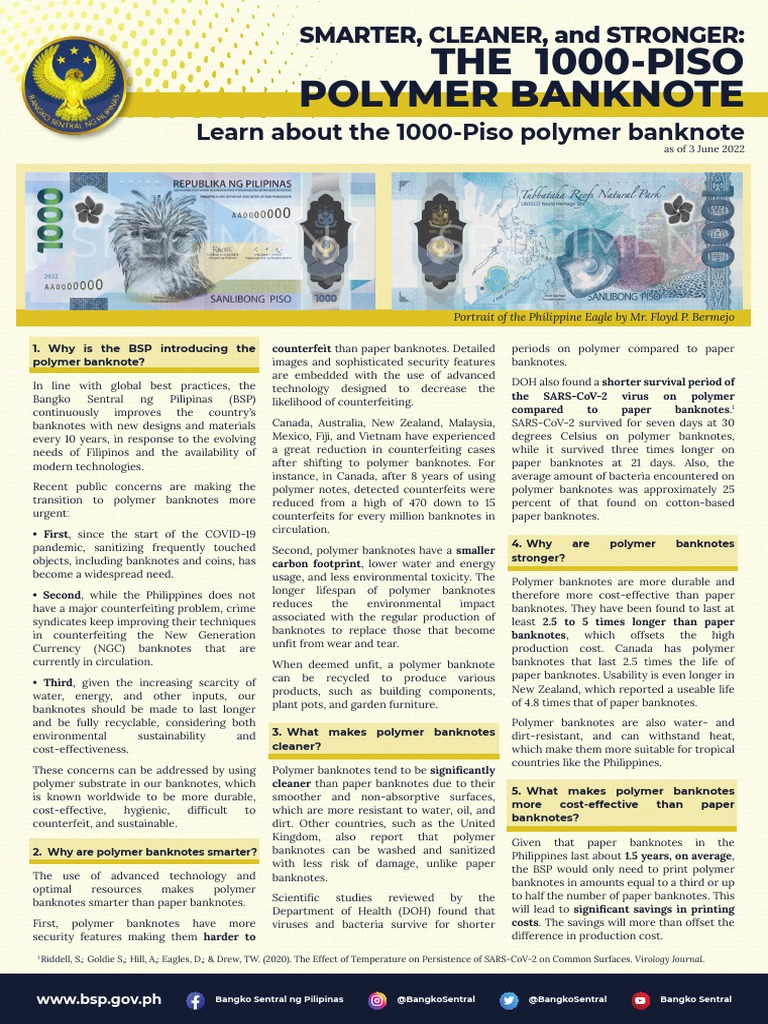 1000-Piso Poymer Banknote - FAQs | PDF | Banknote | Currency