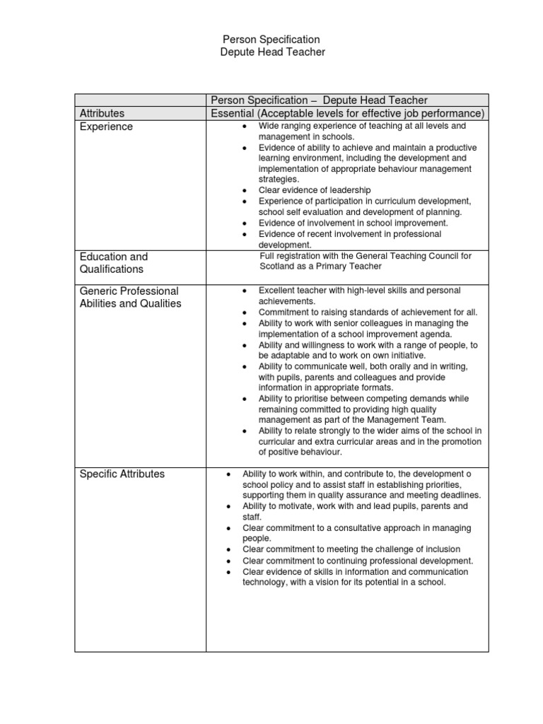 Deputy Head Teacher Role | PDF | Teachers | Leadership