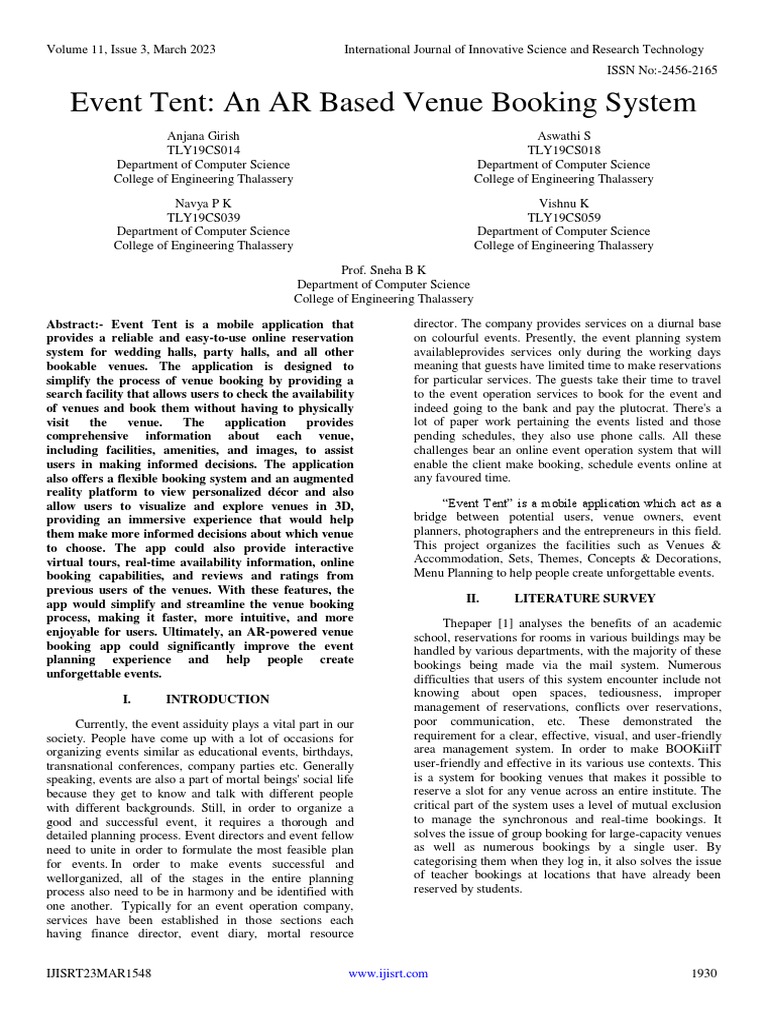 Event Tent An AR Based Venue Booking System | PDF | Web Application | Usability