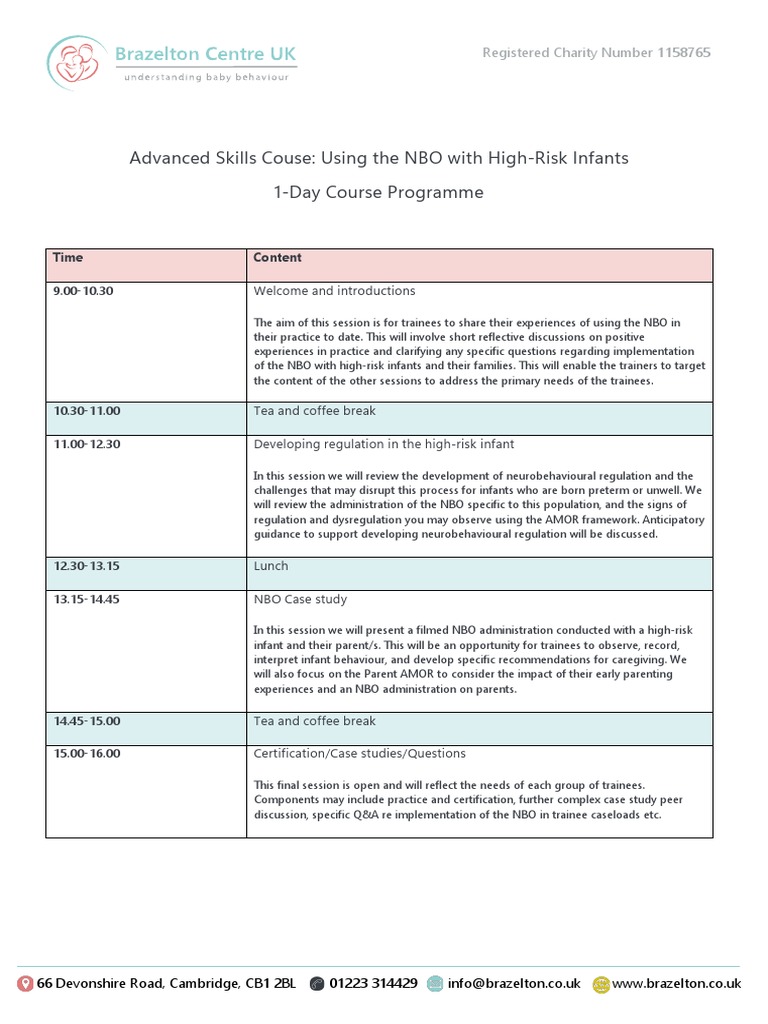 Programme For Advanced Skills Course Using The NBO With High Risk ...