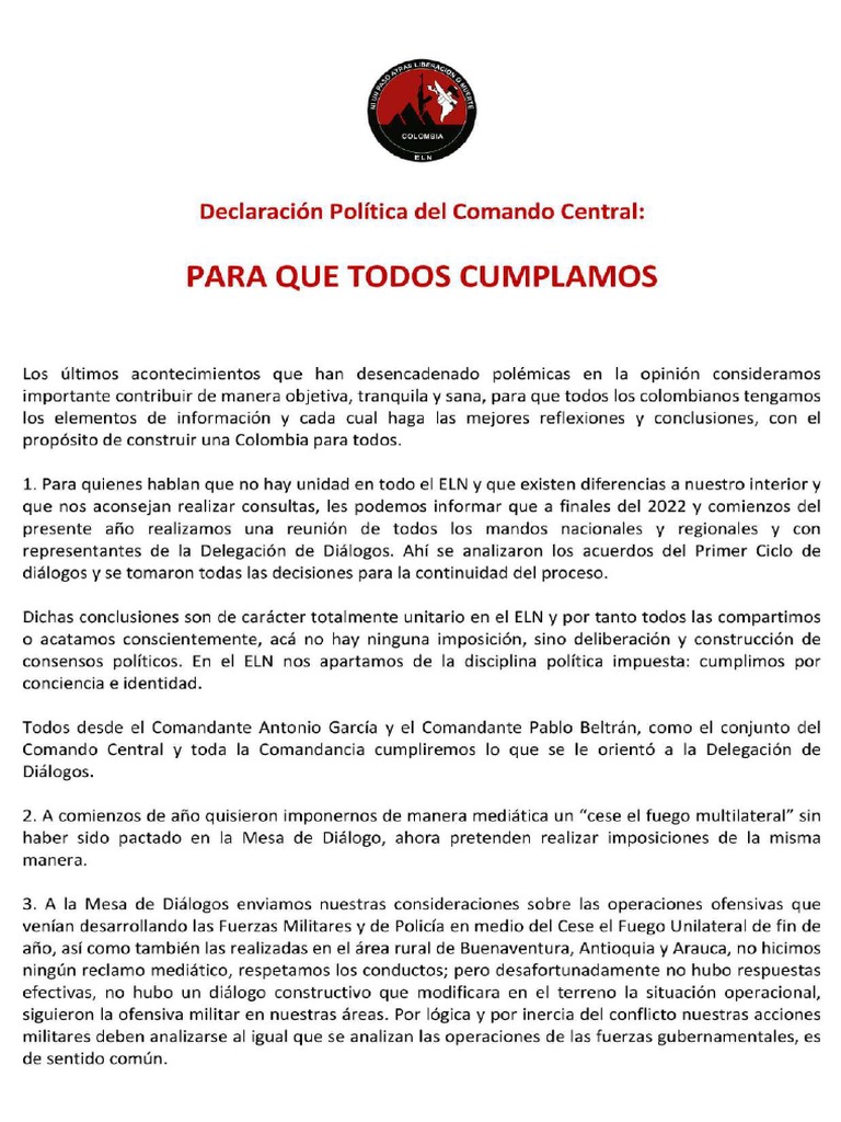 Comunicado Eln Completo | PDF