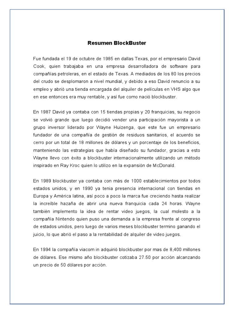 Resumen Blockbuster | PDF