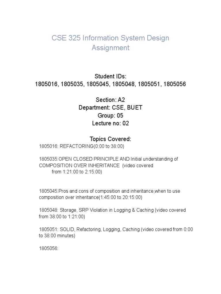 CSE 325: Info System Design Overview | PDF | Inheritance (Object Oriented Programming) | Class ...