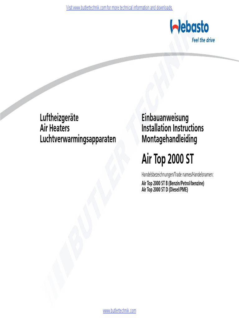 Webasto Airtop 2000ST Installation Instruction | PDF