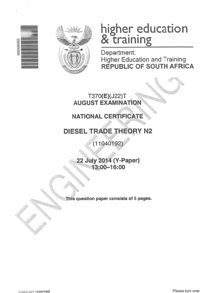 N2 Diesel Trade Theory July 2014 | PDF