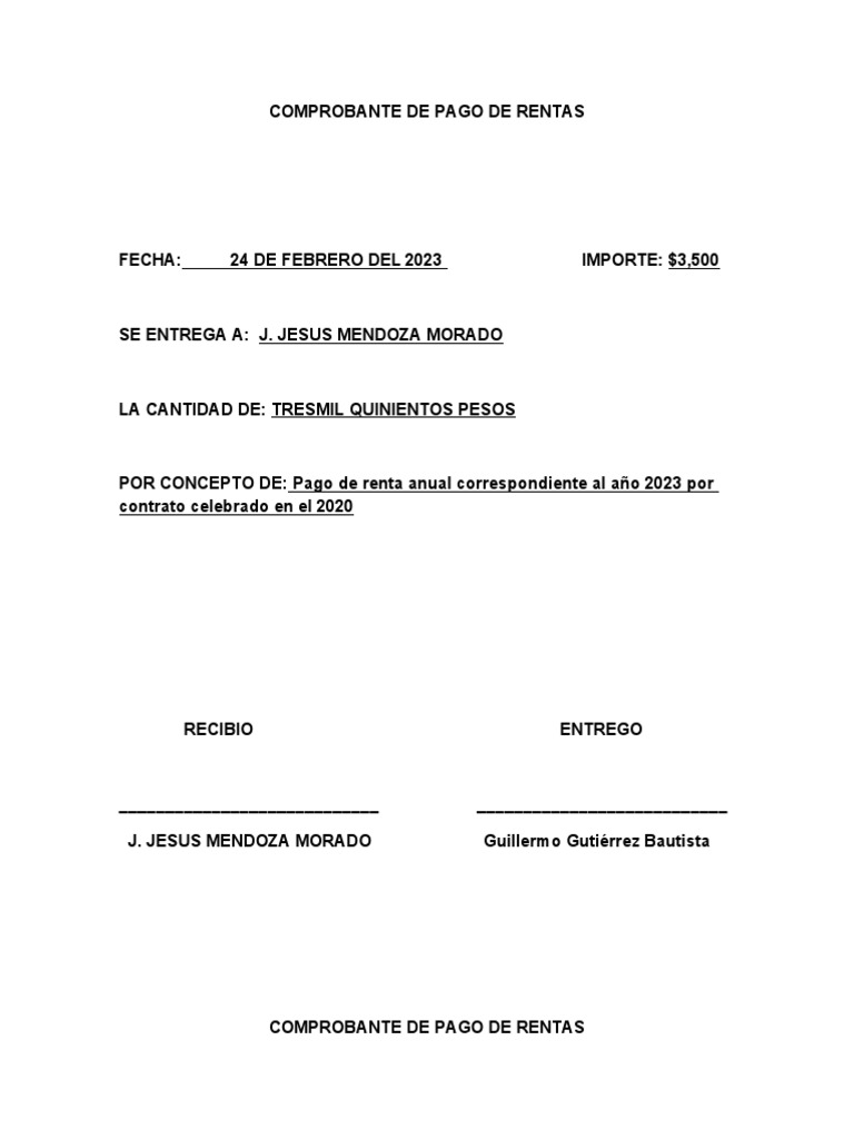 Comprobante de Pago de Rentas | PDF
