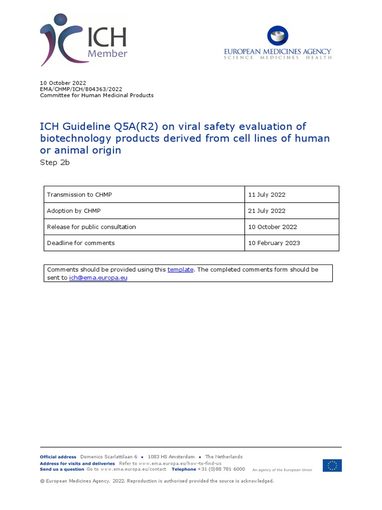 Ich Q 5 r2 Viral Safety Evaluation Biotechnology Products Derived Cell ...