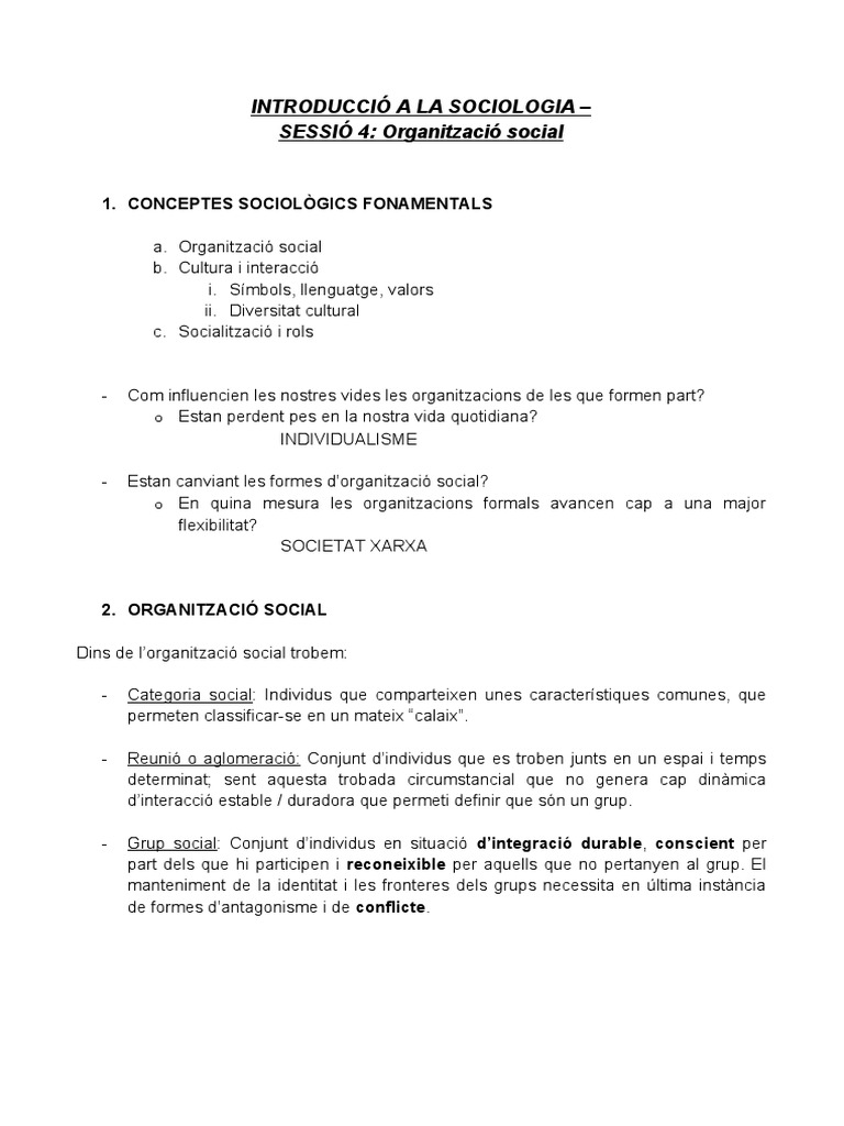 Sessió 4 - Sociologia | PDF