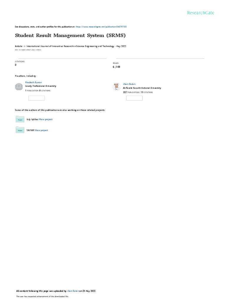 Student Result Management System (SRMS) | PDF | Software Testing | Data