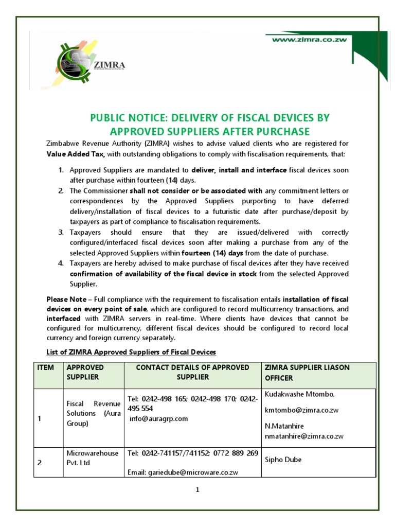 Fiscal Device Compliance Notice | PDF | Taxes | Government