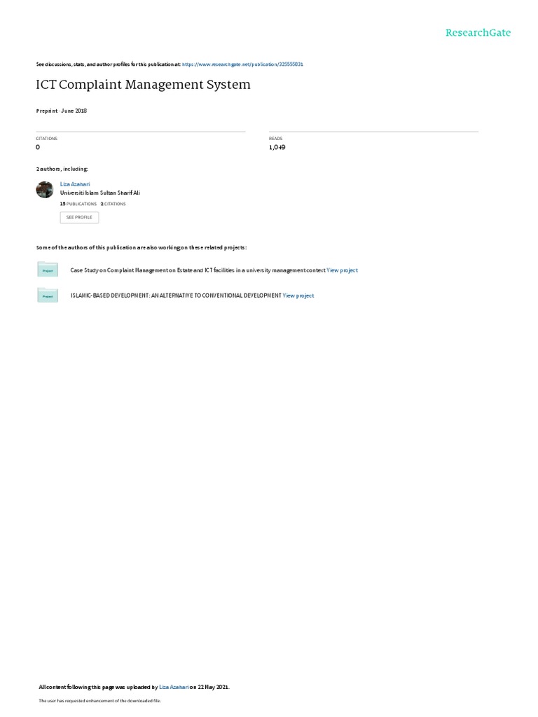 ICT Complaint Management System | PDF | Decision Making | Survey ...