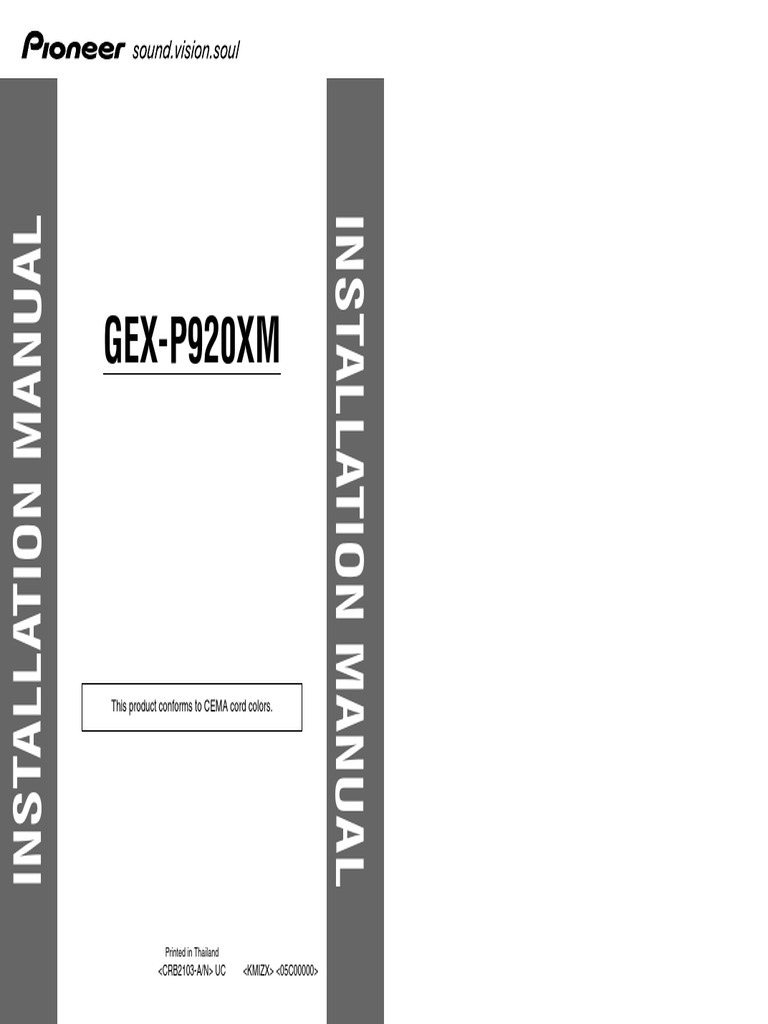 INSTALLATION MANUAL of GEX-P920XM | PDF | Electrical Wiring | Fuse (Electrical)
