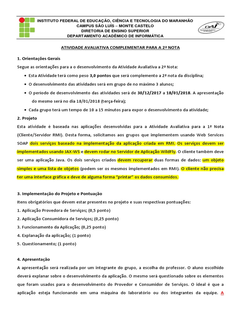 Atividade Avaliativa Complementar Nota 2 | PDF