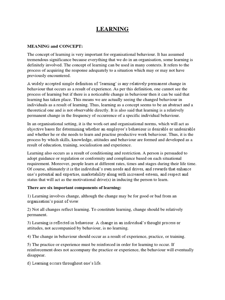 LEARNING | PDF | Learning | Behaviorism