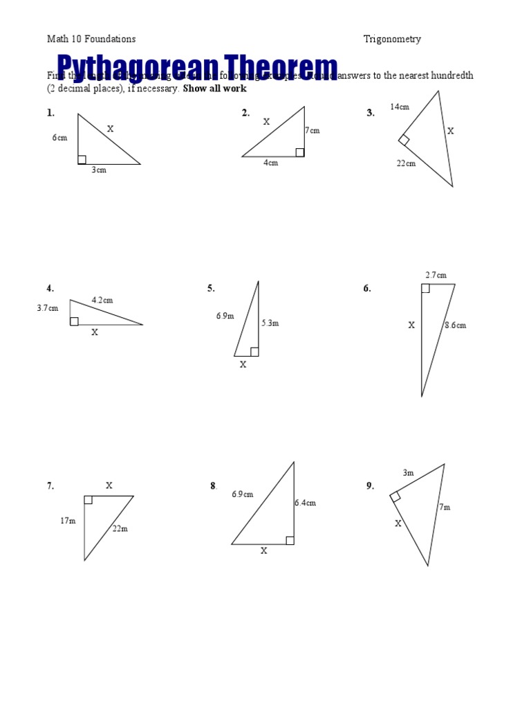 Pythagorean Theorem Practice Problems | PDF | Length | Metrology