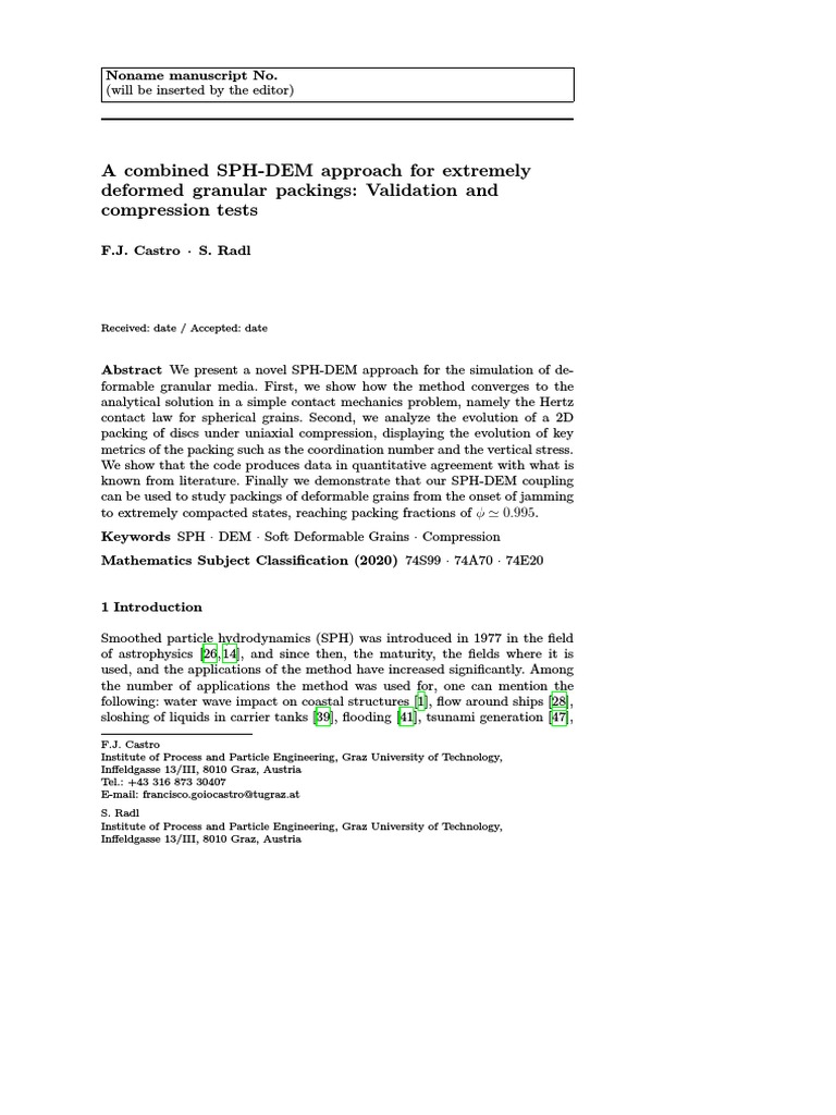 SPH-DEM For Extremely Deformable Particles | PDF | Continuum Mechanics ...