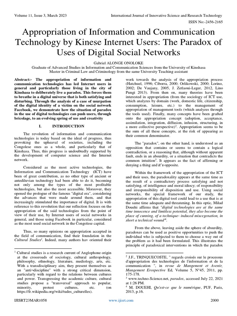 Appropriation of Information and Communication Technology by Kinese ...