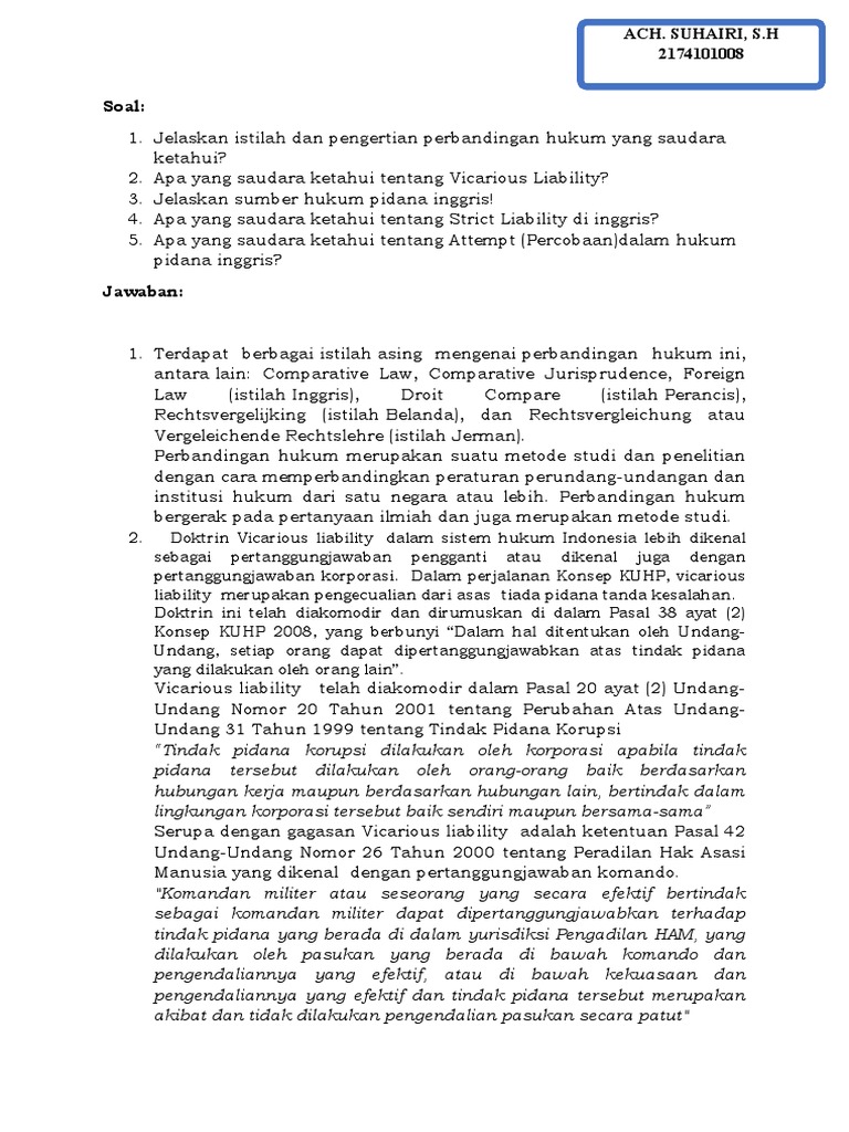 UTS ACH - SUHAIRI (Dr. Agus Pramono) | PDF