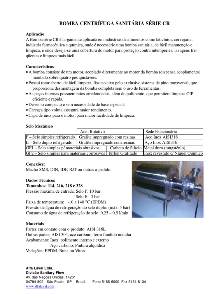 Ficha Técnica - Bomba | PDF