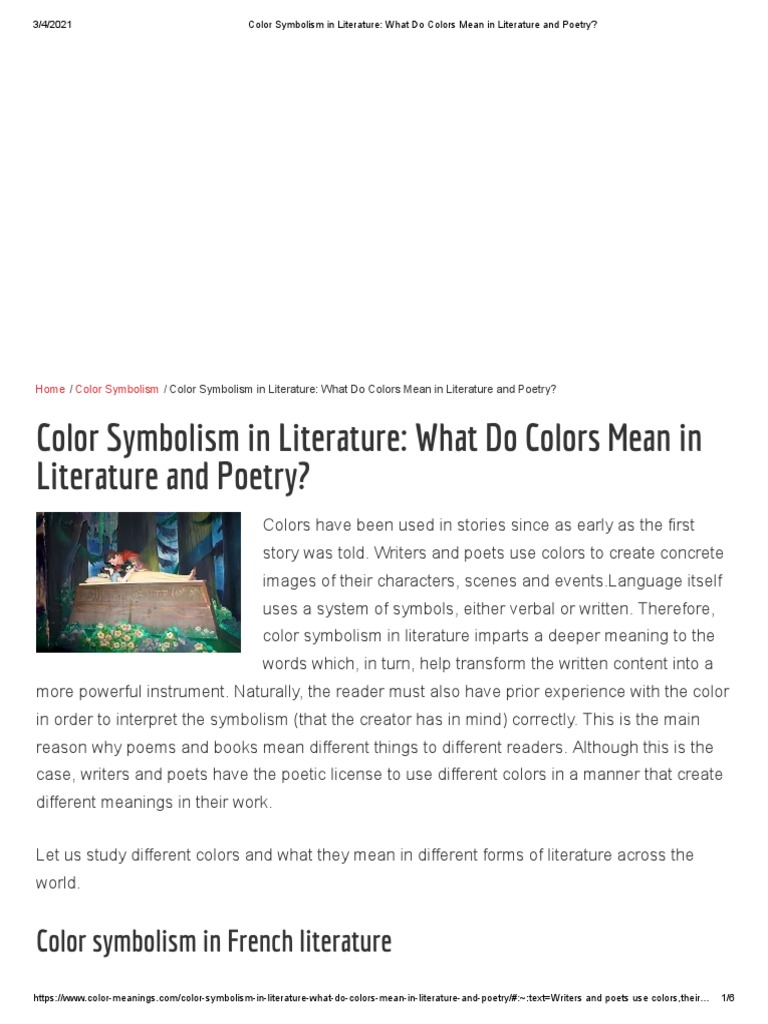Color Symbolism in Literature Explained | PDF | Color | Poetry