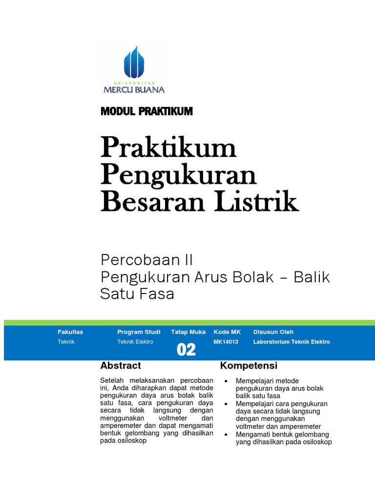 Modul 2 Praktikum Pengukuran Besaran Listrik | PDF