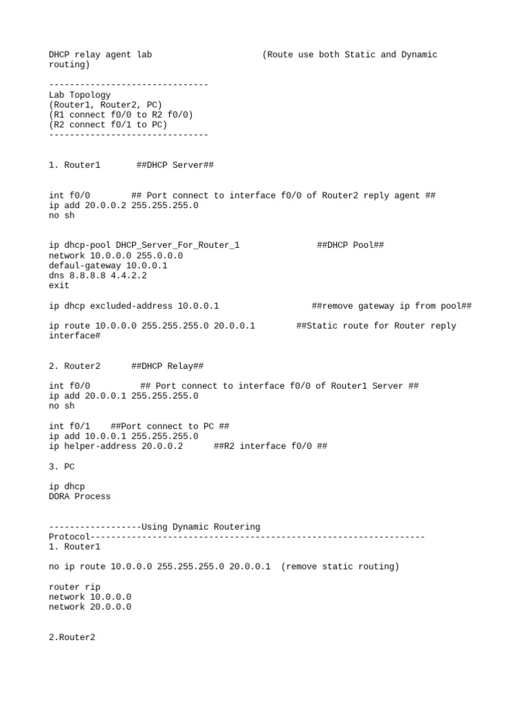 DHCP Relay Agent Lab | PDF