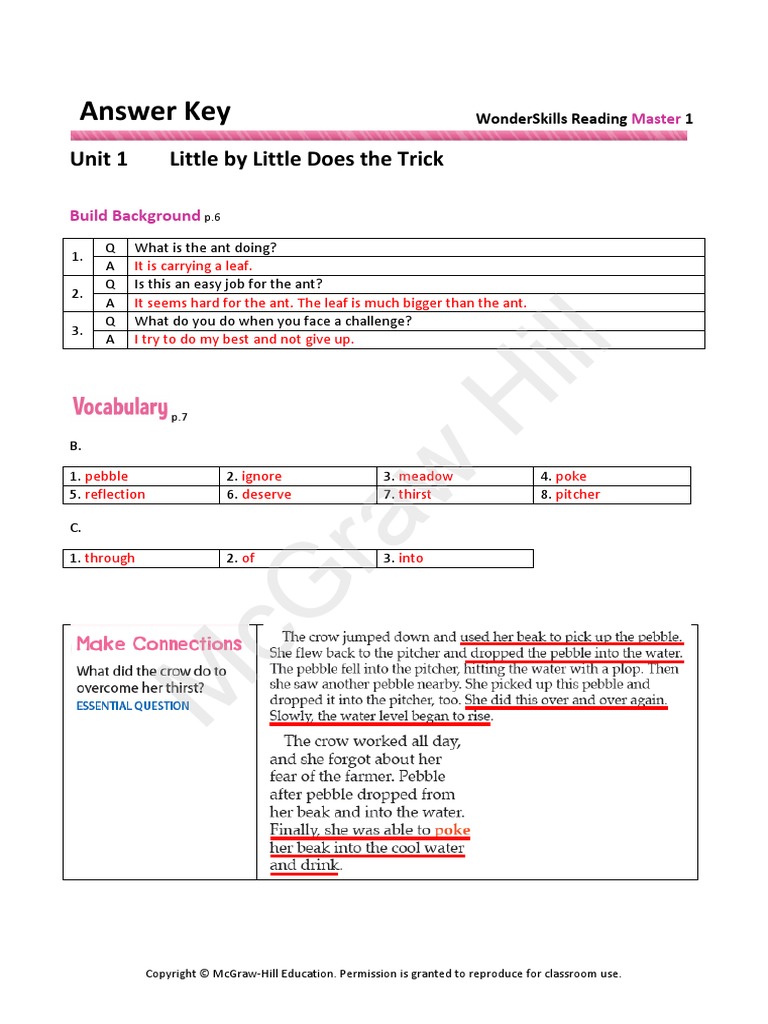 Wonder Skills Studentbook AnswerKey - Master 1 | PDF | Coral | Coral Reef