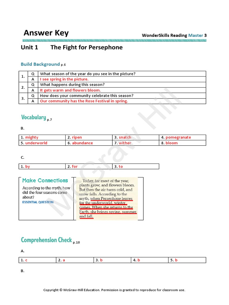 Wonder Skills Studentbook AnswerKey - Master 3 | PDF | Energy ...