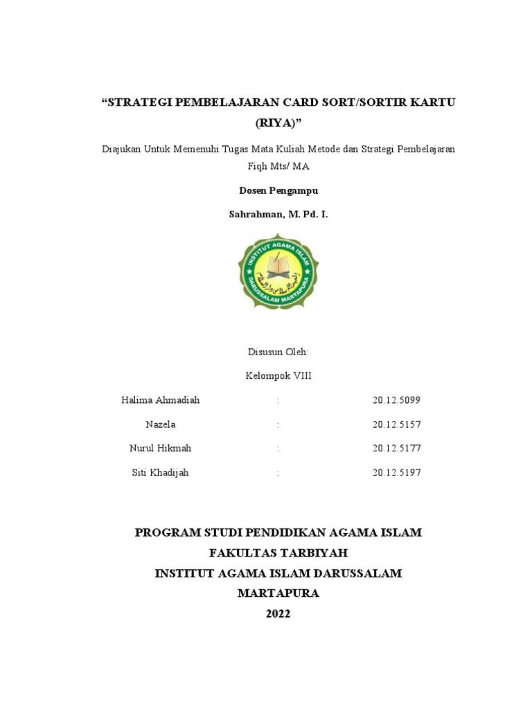 Strategi Pembelajaran Card Sort | PDF