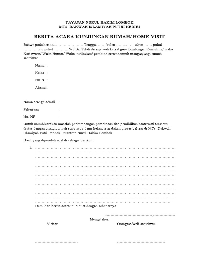 Berita Acara Kunjungan Rumah | PDF
