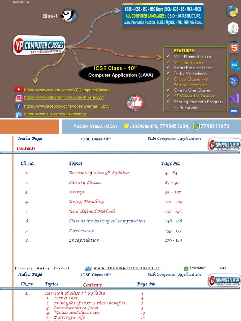 Blue-J: ICSE Class - 10 | PDF | Java (Programming Language) | Object ...