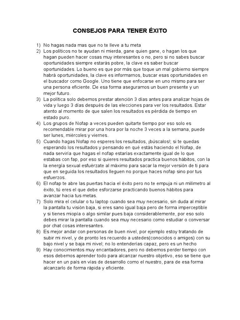 Consejos para Tener Éxito | PDF
