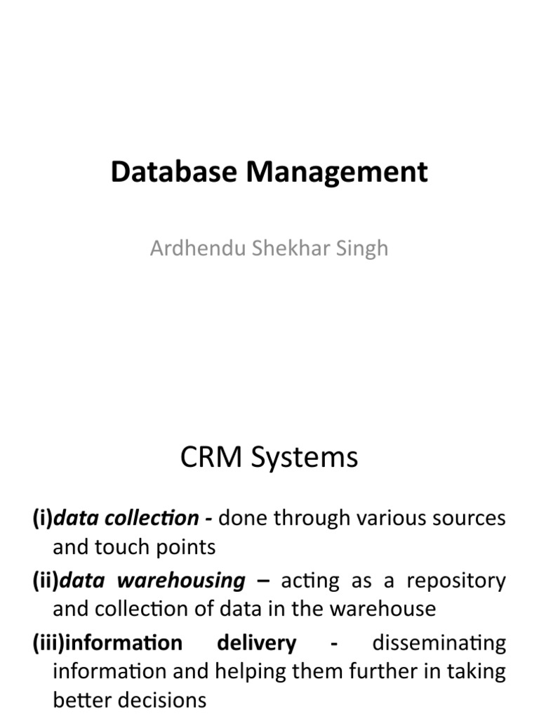 Database Management | PDF | Data Warehouse | Customer Relationship Management