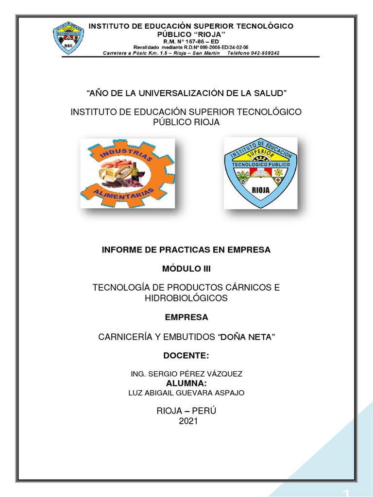 INFORME Practicante | PDF | Carne | Industria de alimentos