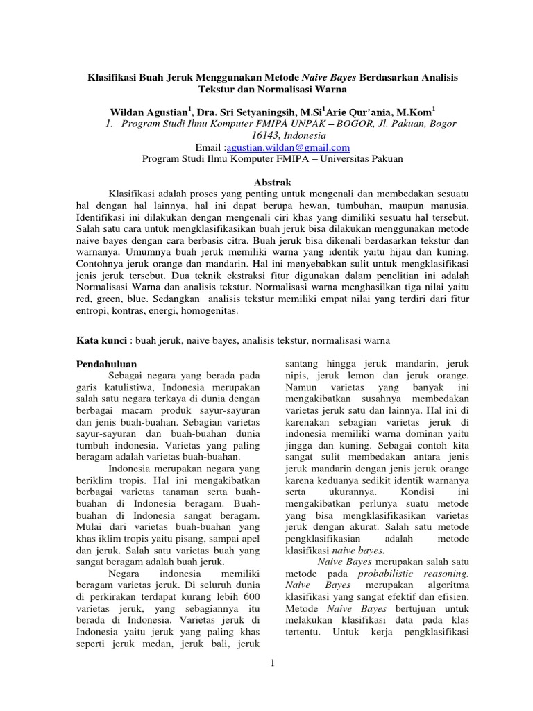 Klasifikasi Buah Jeruk Menggunakan Metode Naive Bayes Berdasarkan Analisis Tekstur Dan ...