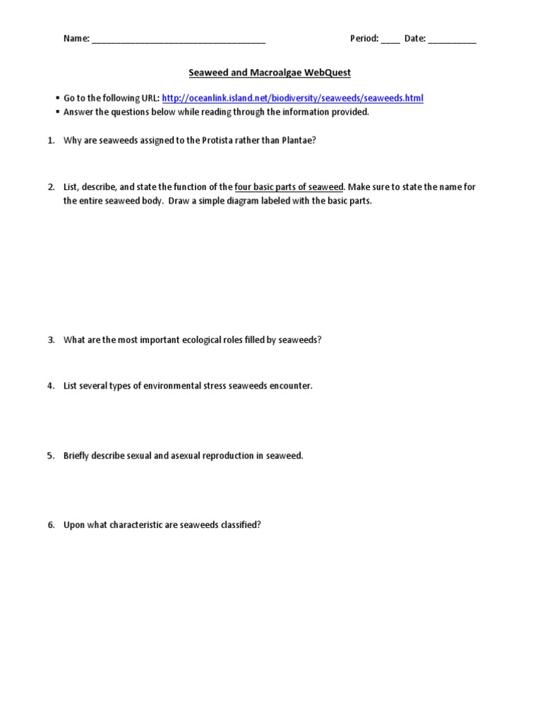 Seaweed Classification and Ecology Guide | PDF | Algae | Seaweed