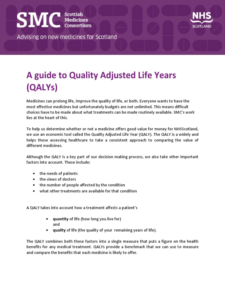 Guide to Quality Adjusted Life Years (QALYs | PDF | Health Economics ...