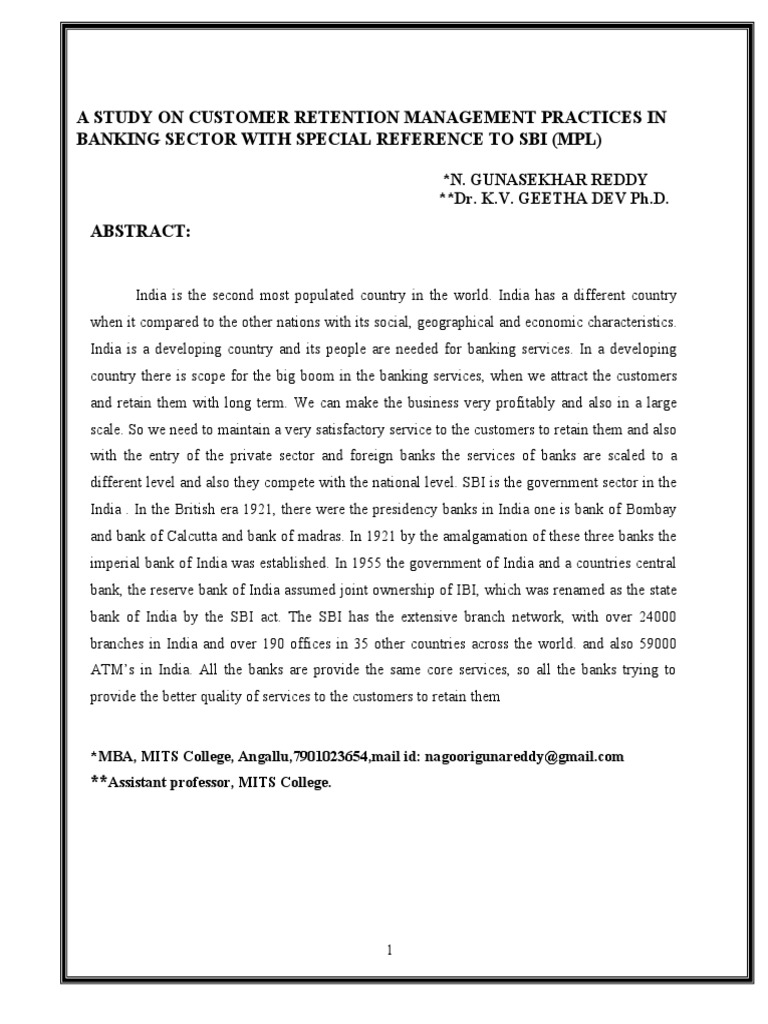 Customer Retention in SBI Banking Sector | PDF | Banks | Employee Retention