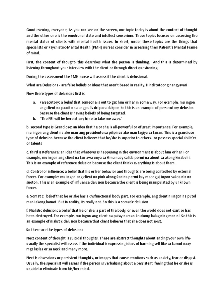 Reporting Script Content of Thought | PDF | Illusion | Perception